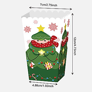 12pcs Popcorn Favor Boxes Paper Christmas Popcorn Buckets Snack Container Christmas Party Treat Boxes