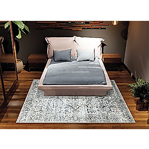 Bloom Rugs Caria Washable Non-Slip 3x5 Rug - Ivory/Gray/Caramel Traditional Persian Area Rug for Living Room, Bedroom, Dining Room, and Kitchen - Exact Size: 3' x 5'