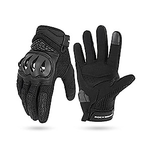 KEMIMOTO Men’s Motorcycle Gloves Touchscreen Dirt Bike Gloves Hard Knuckle Motorcycle Gloves for Men Women Motorcycle Riding Gloves Biker Gloves for Motorcycle Racing BMX ATV MTB Cycling (M, Black)