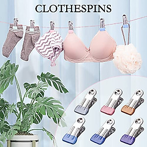 Clothes Pins for Hanging Clothes Clothespins - Colored Heavy Duty Clothespins for Clothesline, Stainless Steel Metal Clips for Clothes, Socks, Towel, Photo, Snack, 30 Pack