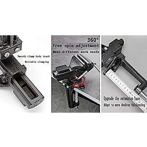 Dual-Purpose Combined Bench Vise or Table Vise, multifunctional jaw, Universal Rotate 360° Work Clamp-On Visewith Quick Adjustment, 3.3" black