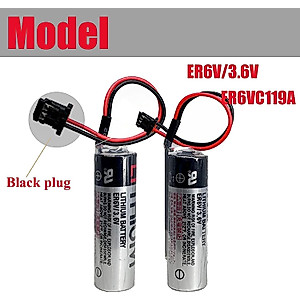 BAOBUTE (Pack of 2) ER6V/3.6V ER6VC119A ER6VC119B 2400mAh PLC Lithium Battery Compatible for Toshiba PLC Battery for M64 7x6x2mm