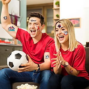 Konsait 60pcs Football Face Temporary Tattoos for Soccer Game Ball Tattoos Transfer Tattoos for Boys Birthday Party Bag & Stocking Fillers