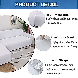 TVPFM Stretch Sofa Slipcover, Microfiber Soft Sectional Couch Covers Removable Elastic Bottom L-Shaped Sofa Covers Furniture Protector for Pets Cat Dog-Blue B-4 Seater+4 Seater