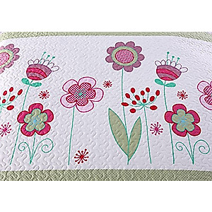 MarCielo 3 Piece Kids Bedspread Quilts Set Throw Blanket for Teens Girls Bed Printed Bedding Coverlet, Full Size, Purple Floral Striped (Full)