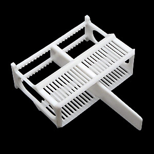 YXQ 24 Slots Microscope Slides Staining Jar Frame Rack 2-Set White Plastic Covered