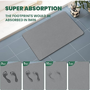 DCG Center Bathroom Stone Mat, Dark Grey, 23.62 x 15.75 inches