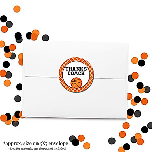 Basketball Team Coach Appreciation Thank You Sticker Labels, 40 2" Party Circle Stickers by AmandaCreation, Great for Envelope Seals & Gift Bags