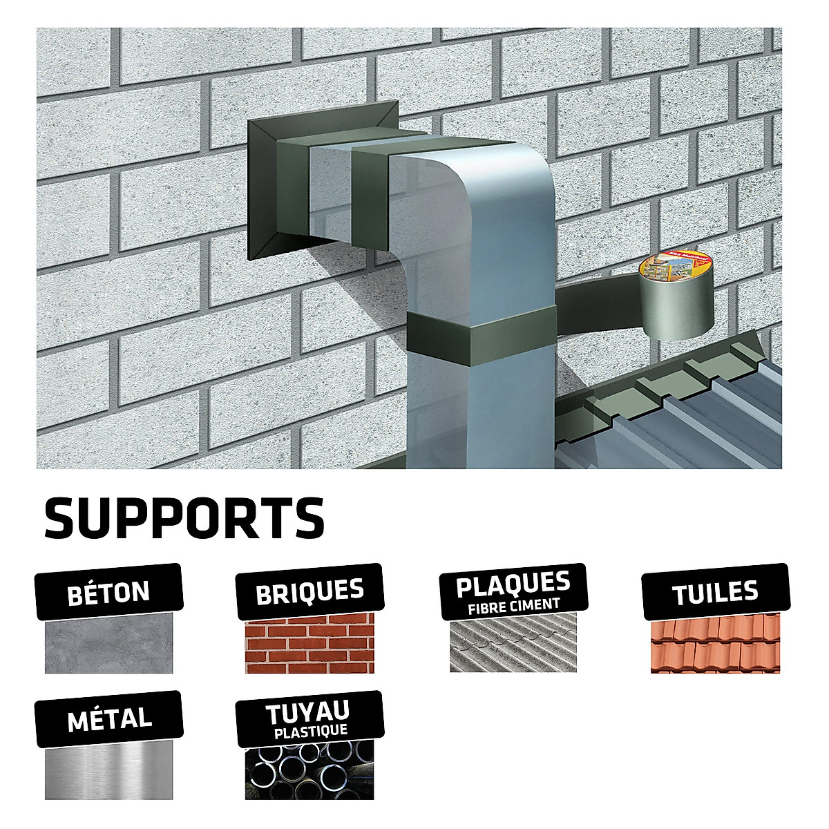 Sika Multiseal, Tear-resistant self-adhesive sealing strip, 150mm x 10m, Gray