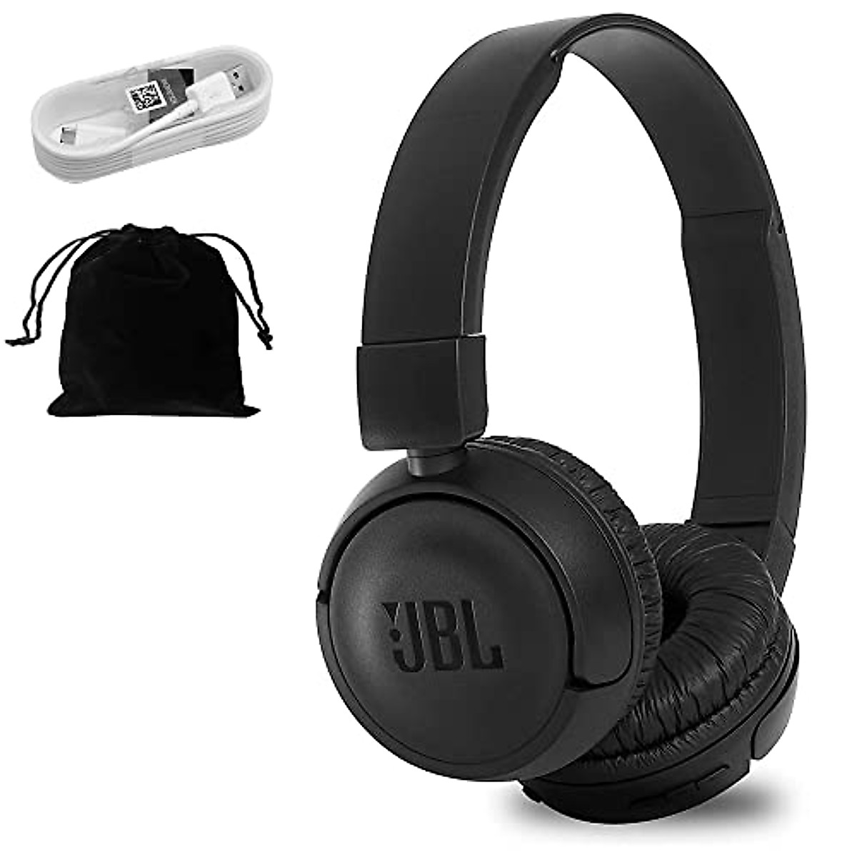 JBL T460BT - On-Ear Wireless Bluetooth Headphones, Extra Bass with 11 Hours Playtime & Mic - Includes Bonus Extended Charging Cable and Velvet Storage Pouch - Black