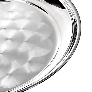 ZEAYEA 6 Pack Stainless Steel Round Tray, 12 Inch Bar Serving Tray with Swirl Pattern, Silver Display Serving Platter, Round Metal Tray for Coffee Table, Party, Club, Home, Ottoman