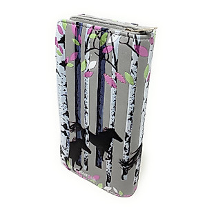 Shag Wear Forest Horse Large Animal Wallet for Women and Teen Girls Vegan Faux Leather Gray 7"