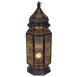 Northlight 29.5" Black and Gold Moroccan Style Lantern Floor Lamp