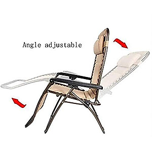 XZGDEN Lightweight Mahanz Sun Lounger Camping Chairs Zero Gravity Lounge Chair with Pillow Adjustable Folding Recliner Outdoor Patio Chair Brown
