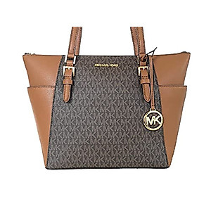 Michael Kors Charlotte Signature Large Top Zip Tote - Brown