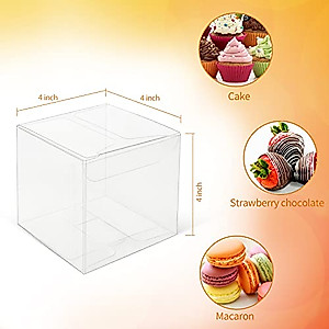 COTOPHER 35 Pcs Clear Boxes for Favors, 4x4x4 Inches Clear Gift Boxes PET Material Clear Cupcake Boxes Plastic Small Gift Boxes with Lids, Party Favor Boxes for Wedding Favors Baby Shower