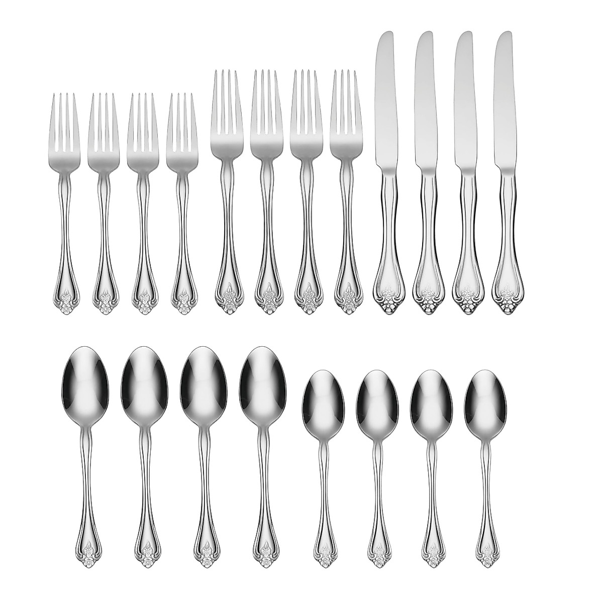 Oneida Boutonniere Flatware, 20 Piece, Silver