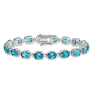 IceCarats 925 Sterling Silver Blue Topaz 6.5 inch Chain Gemstone Tennis Bracelet