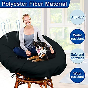 HILUHIDI Papasan Cushion Cover Only, Water-Resistant Papasan Chair Cushion Cover, Easy-to-Clean Papasan Chair Covers with Zipper in Indoor and Outdoor(Black) (D)