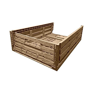 Alco Designs Collapsible Storage Bin/Container: Grated Wall Utility Basket/Tote, Durable, Long-Lasting, Wooden Designed Plastic (Small 24x16x4.1", Brown)