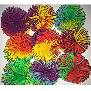 FENDIDI Koosh Balls Monkey Strings Koosh Ball Monkey Strings Ball Rainbow Pom Ball Sensory Fidgets Toys Colorful Bouncy Stress Toy Stress Relief Toys Soft Sensory Stress Balls Sensory Balls