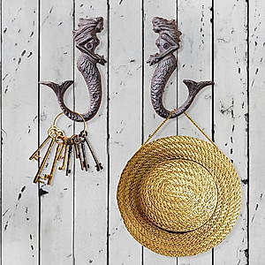 UVKDEENK 2pcs Mermaid Hooks, Wall Mounted Clothes Hooks, Heavy Duty Animal Iron Hooks, Personalized Hooks for Bathroom, Locker, Living Room, Garden, Outdoor, Park, Hallway, Office, Towel, Coat