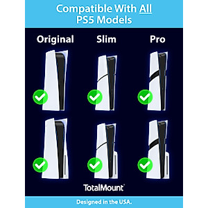 TotalMount Wall Mount for All PS5 Models – Bonus: Holds Two Controllers (Compatible with All PS5 Models Including Slim, Pro, and Original)