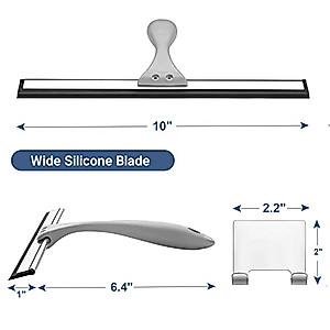 AmazerBath Squeegee for Shower Glass Door, Shower Squeegee for Glass Doors - All-Purpose Squeegee with Hook for Shower Doors, Windows, Mirrors, Tiles and Car Glass, 10 Inches