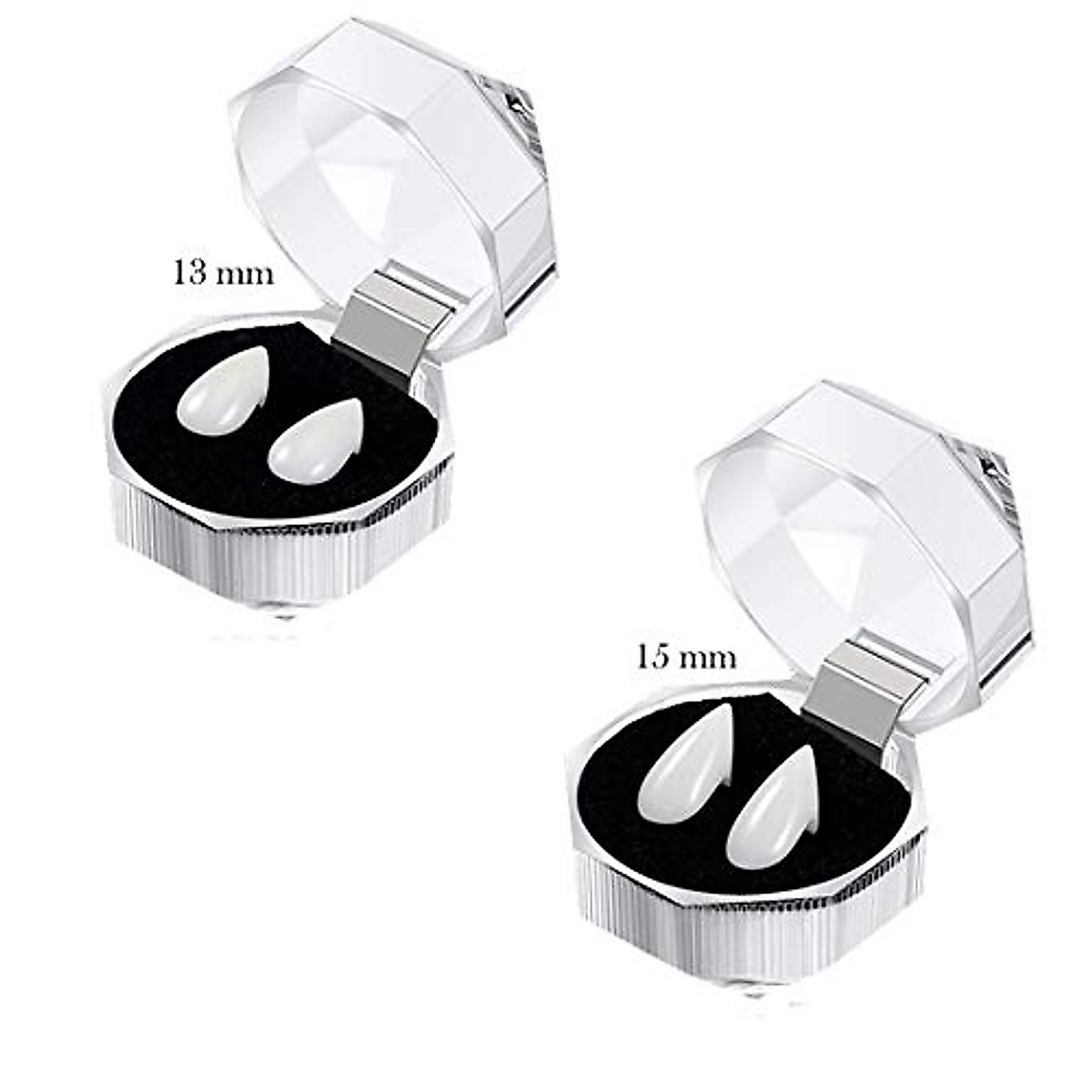 Gustum 2 Different Vampire Fangs Teeth with 1 Tube Teeth Pellets Adhesive, 2 pairs Fairy Pixie Elf Ears, Halloween Horror Party Cosplay Costumes Accessory Prop Decoration