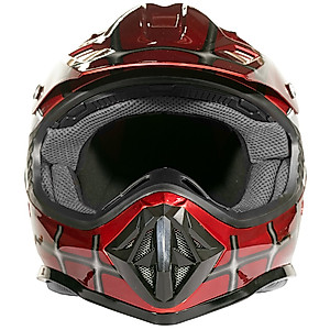 Typhoon Kids Pee Wee Off Road Motocross Gear Combo Helmet Gloves Goggles & Chest Protector Red - Large