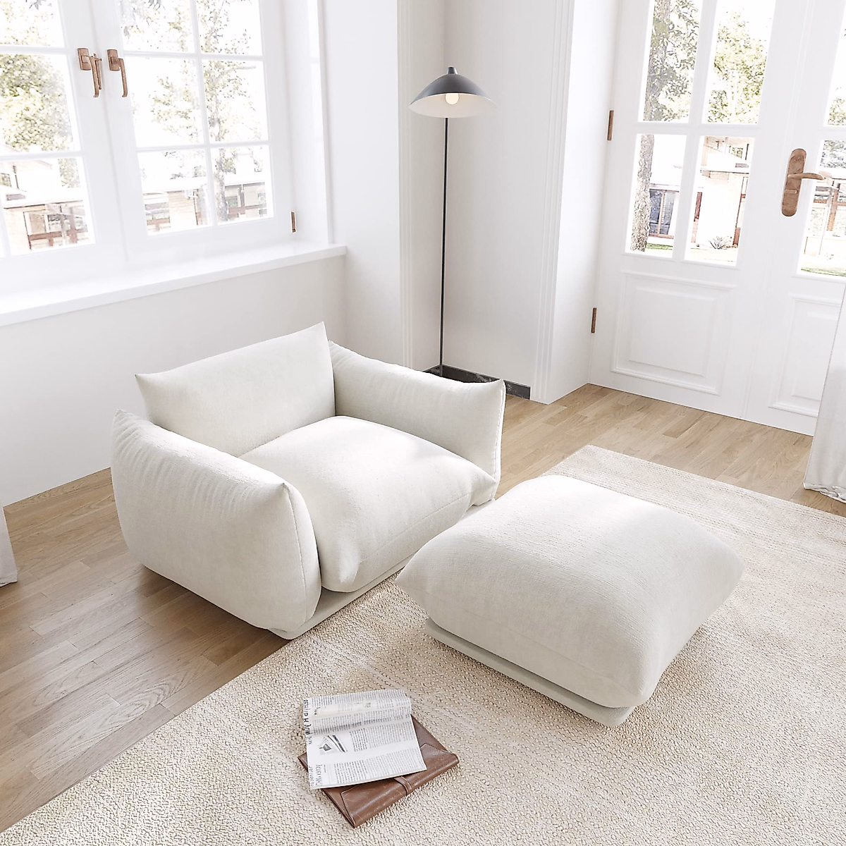 TIFLON Modular Sectional Sofa,50inch Minimalist Sofa Couch,Convertible Couch, Chenilleyarn 1 Seat Modern Living Room Sofa Sets for Office House-Beige