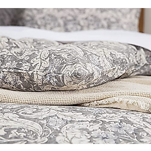 DAUAOTO Twin XL 68"X92" Duvet Cover Set, Cotton Farmhouse Print Bedding for Twin Extra Long Bed, Gray Paisley Pattern