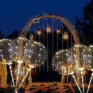 Led Lights Up BoBo Balloons 20 Inches, 10 Pack Whit Stick 70 cm, Led WHITE Color, Decoration, Party Halloween Christmas, Birthday, Wedding, Bubble Balloons. Globos transparentes