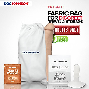 Doc Johnson Signature Series - Chad White - 8.5 Inch Realistic ULTRASKYN Dildo with Removable Vac-U-Lock Suction Cup - F-Machine & Harness Compatible, for Adults Only, Vanilla