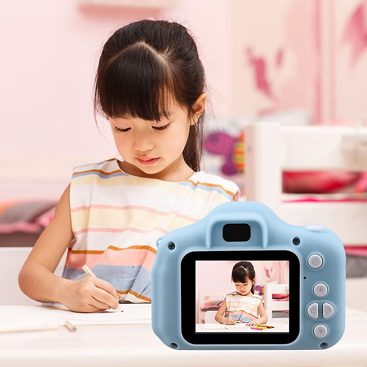 Children Digital Camera, Gift Fall Resistant Children Mini Camera 32GB Maximum Memory Card for 3‑12 Yrs for Travel