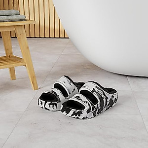 Crocs Unisex Classic Cozzzy Platform Sandals | Fuzzy Slippers Slide, Black/White,7 Women/5 Men