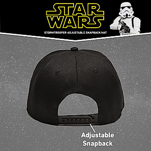 Disney mens Star Wars Embroidered Logo and Stormtrooper All Over Adjustable Snapback Baseball Hat with Flat Brim Black White One Size, Black, One Size US
