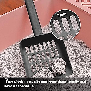 Tookincmo Cat Litter Scooper with Caddy, cat Scooper with Holder, with Container to Store cat Scooper, Durable ABS Material and Cute Design - 85° Matte Dark Grey