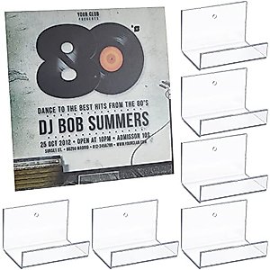 Juexica 6 Pieces Vinyl Record Wall Mount Clear Vinyl Record Shelf Vinyl Acrylic Album Record Holder Record Display Rack for Records Collector to Display Your Favorite LP Records in Style