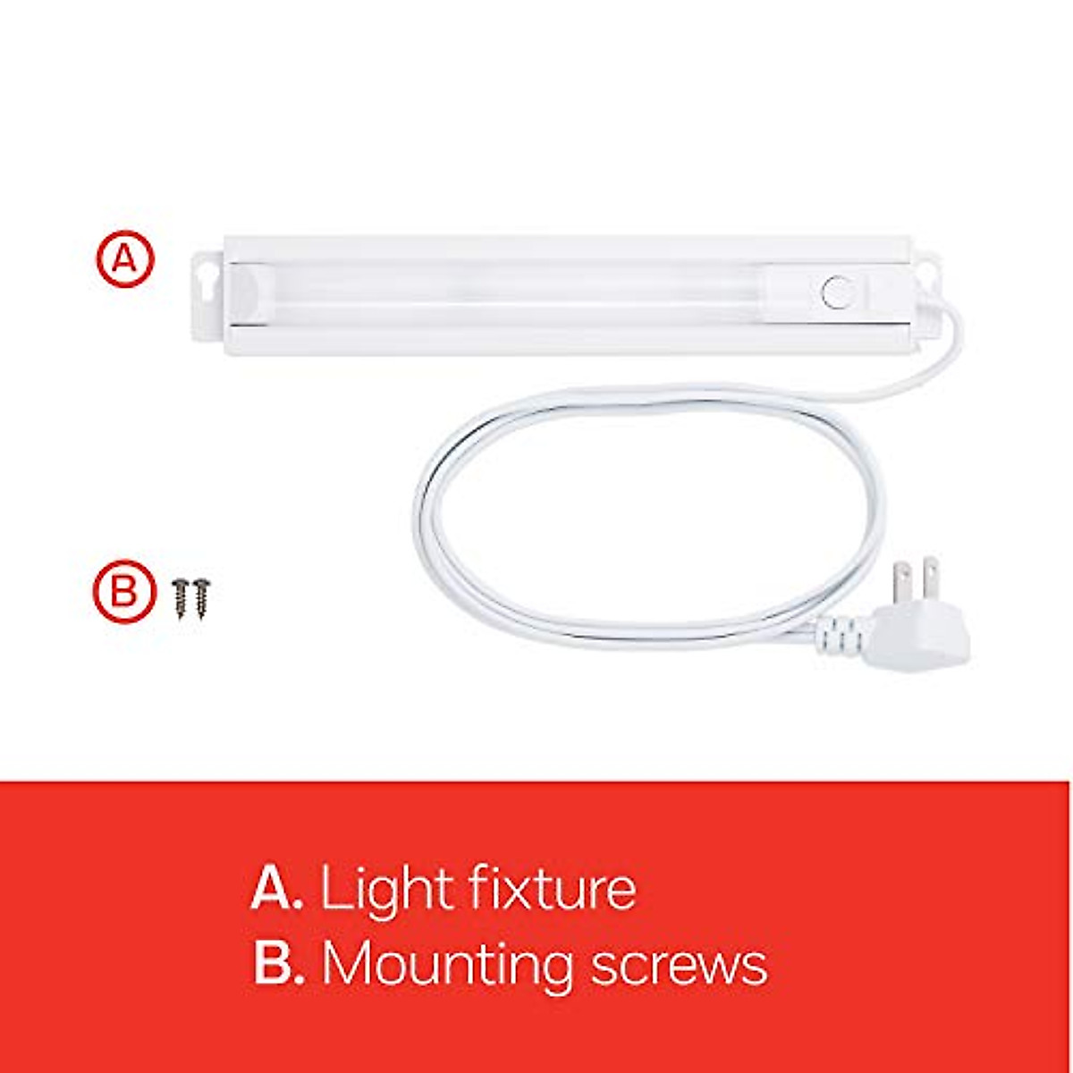 UltraPro 16in. LED Fixture, Under Cabinet Light, 2700K Warm White, 445 Lumens, Closet, Kitchen, Flat Plug, 44128