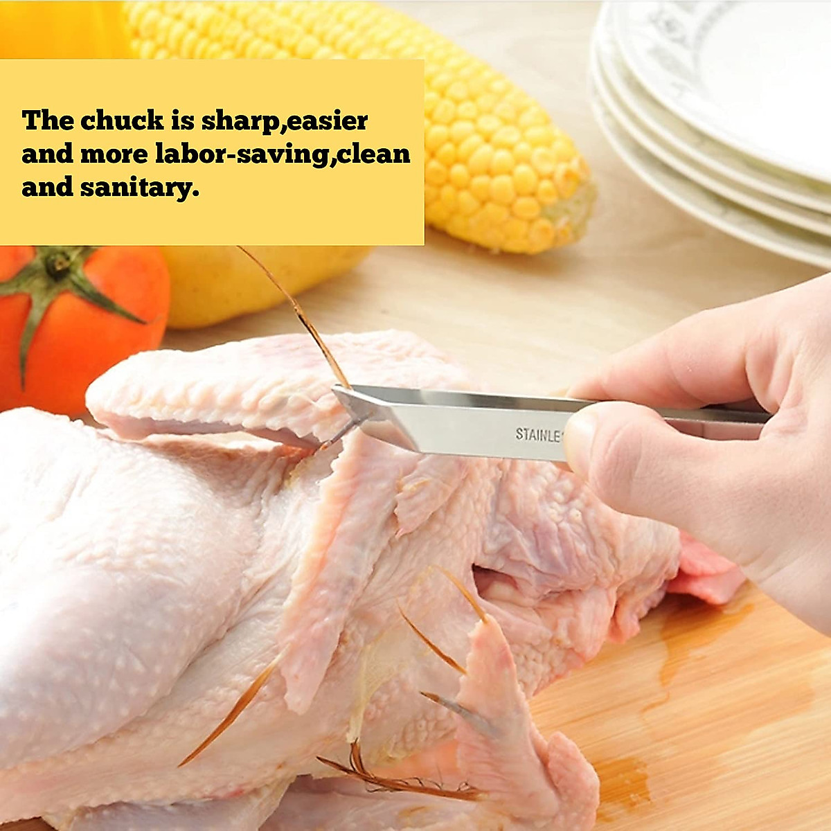 ANXVERS Fish Scaler Remover, 1 Pieces Kitchen Tweezers Stainless Steel Big and Small Tool, Precise Filet knifes for Fish Grip, Salmon Fillet Sushi knife,Tweezers Chicken Plucker -4inch