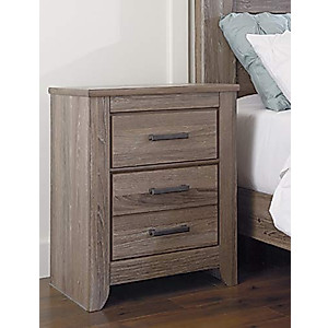 Signature Design by Ashley Zelen Rustic Contemporary 2 Drawer Nightstand, Warm Gray