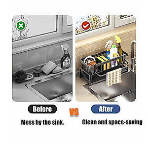 HWultra Sponge Holder for Kitchen Sink, with Two Brush Holder and Stainless Steel Self Drain Tray (1 sponge holder+ 2 small holder)