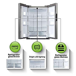 Hamilton Beach HBF1770 French Door Counter Depth Refrigerator with Freezer Drawer, 17.7 cu ft, Stainless Steel (Full Size)