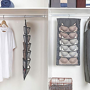 Hottong Hanging Storage Bags Mesh Pockets Dual Sided Closet Organizer with Metal Hanger for Bra Underwear Underpants Shoes Sock