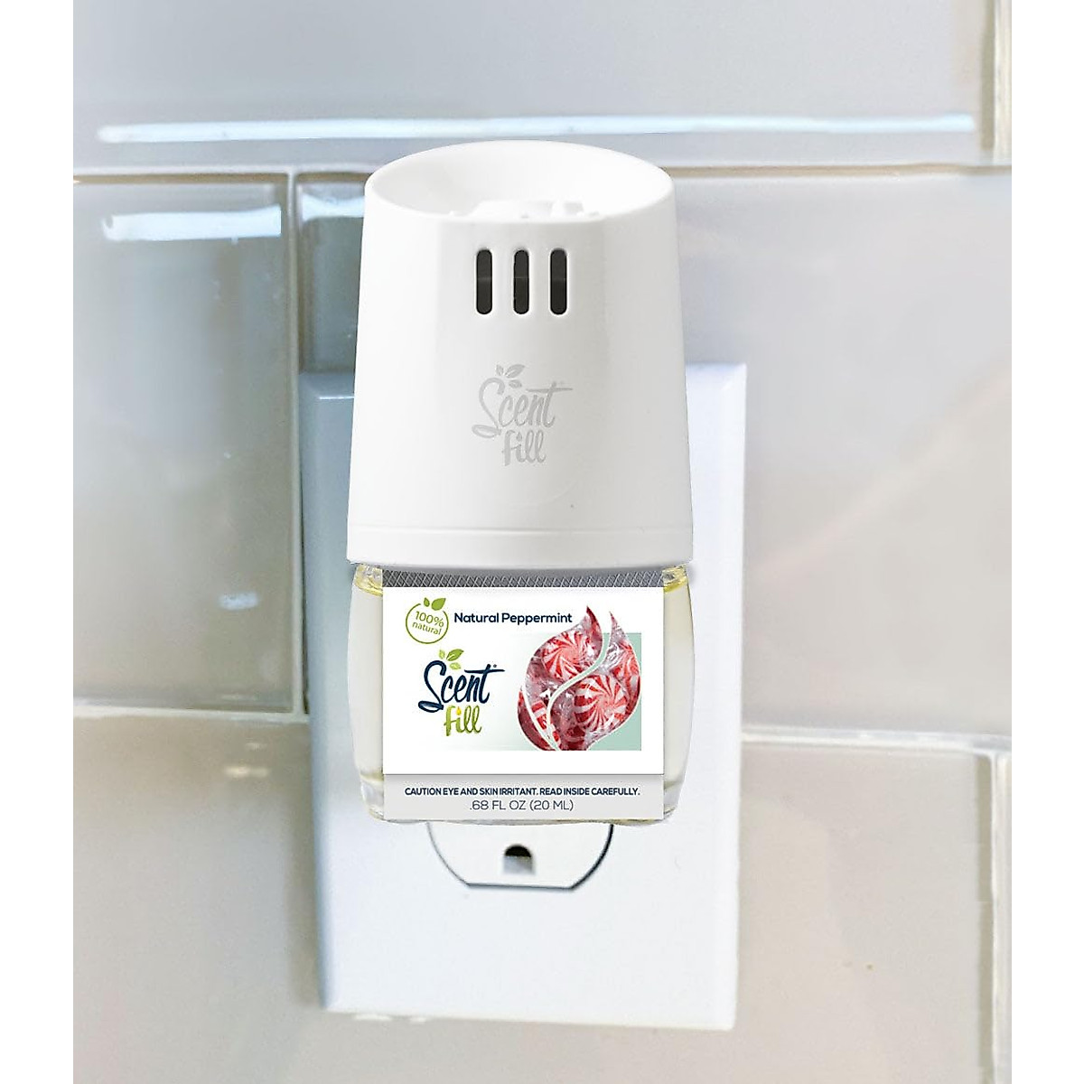 Scent Fill 100% Natural Fresh Peppermint Plug in Refills Air Freshener, Scented Oil Refills, 3 Refills