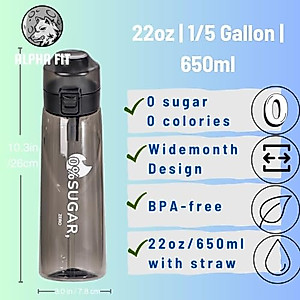 Alpha Fit Scent Water Bottle Starter Set, Water Bottle with Flavor Pods, Water Bottle for School Kids, Black Water Bottle (Black - 1 bottle (22 oz/650 ml) + 3 pods in random flavors)