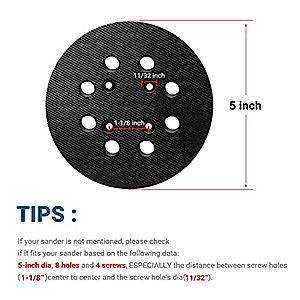 KONIGEEHRE Replacement for 5 Inch 8 Hole Hook and Loop Sander Backing Pads Ridgid R2600 and R2601, Craftsman 315.112170, Ryobi RS290, Milwaukee 6021-21 Random Orbit Sanders (3 Pack)