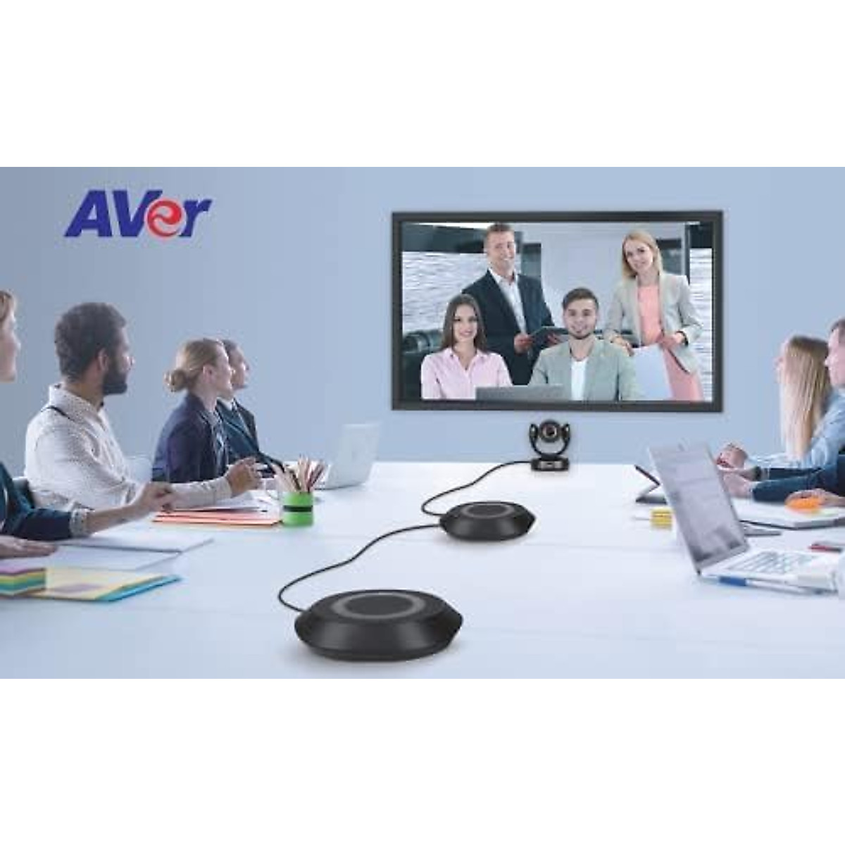 AVer VC520 Pro2 Conferencing Camera - Enterprise-Grade PTZ Video Conferencing System for Conference Rooms - with Full-Duplex Speakerphone - 1080p - 18X Total Zoom - IP Streaming - Professional Webcam