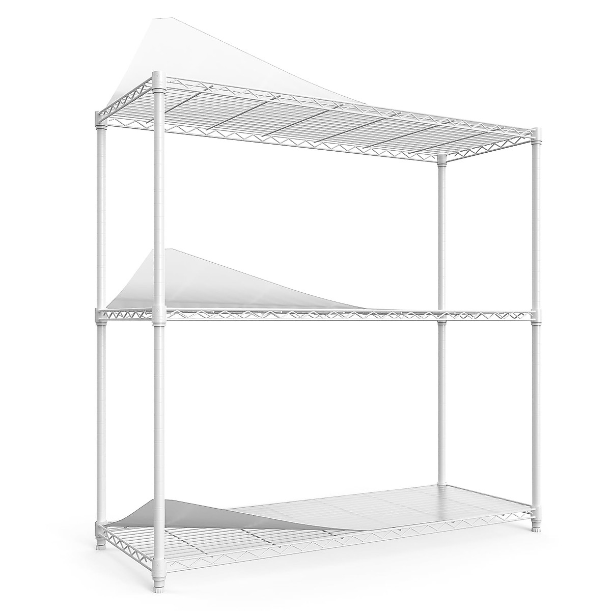 White 3 Tier NSF Metal Shelf Wire Shelving Unit - Set of 2, 1050lbs Capacity Heavy Duty Adjustable Storage Rack with Shelf Liners, Extensible to 6 Tier 2100lbs Shelving Designs, 48" H x 48" L x 18" D